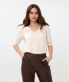 EsQualo Sweater short puff slve basic knit