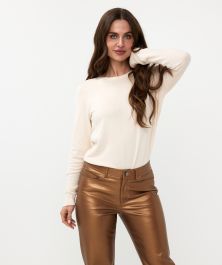 EsQualo Sweater gathering button details basic knit