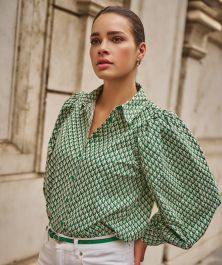 EsQualo Blouse puff geo graphic print