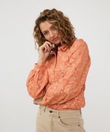 EsQualo Blouse basic flower jacquard